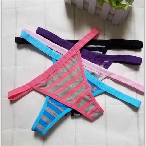 Buy 1pc Fashion Sexy Ladies Stripe Cotton G String T Back Women Underwear