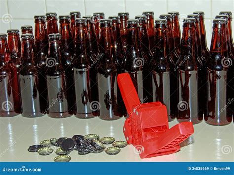 Bottle Capping Tool And Bottles Stock Image Image Of Brown Brewing