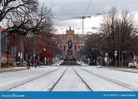Maxmonument Statue Of King Maxmillian Ii On Maximilanstrasse In Munich