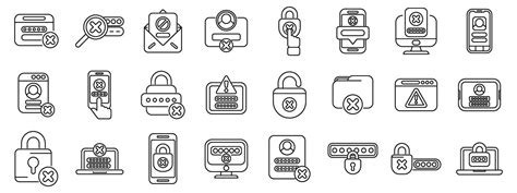 Wrong Password Icons Set Outline Lock Key Forget 44159668 Vector Art At Vecteezy