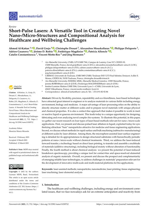 pdf short pulse lasers a versatile tool in creating novel nano micro structures and