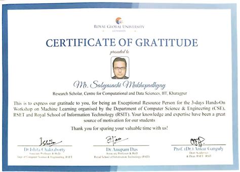 Sabyasachi Mukhopadhyay On Linkedin Resourceperson Certificateofgratitude Programming Coding