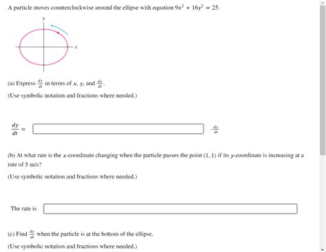 solved a particle moves counterclockwise around the ellipse