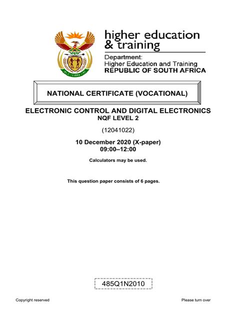 2020 Nov Nc960 Electronic Control And Digital Electronics L2 Qp Nov