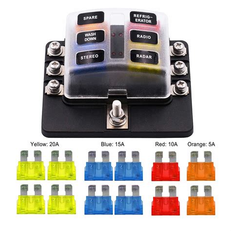 6 Way Fuse Box Blade Fuse Block Holder Screw Nut Terminal Fuse Box And Block Holder