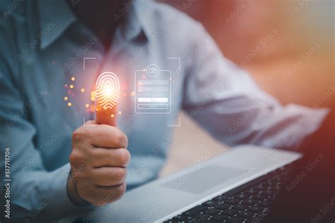 Cyber Security Concepts Login User Fingerprint Secure And Encrypted Identity Secure Access To