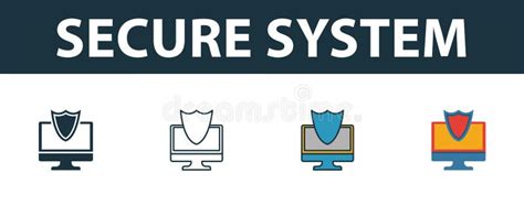 Secure System Icon Set Premium Symbol In Different Styles From Security Icons Collection
