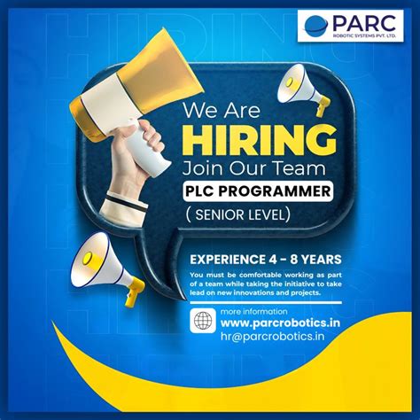 Hiring Plcprogrammer Automation Parcrobotics Wearehiring Parc Robotic Systems Pvt Ltd