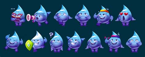 Happy Water Drop Face Mascot Cartoon Character Vector Image
