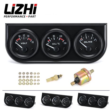 Lizhi Racing 52mm 전기 트리플 키트 전압계 오일 온도 게이지 오일 압력 게이지 센서 온도 또는 수온 게이지
