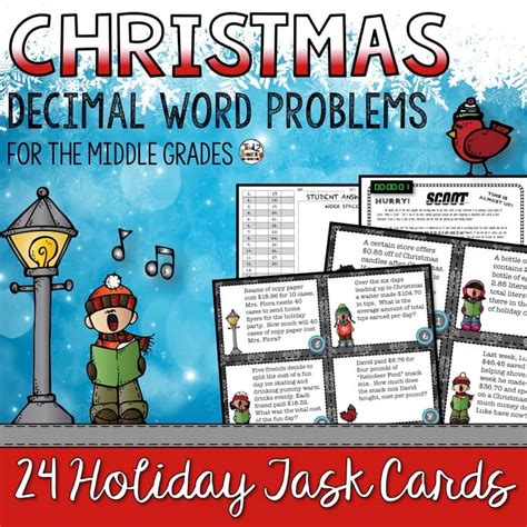 Christmas Decimal Word Problem Task Cards By Tied 2 Teaching TPT