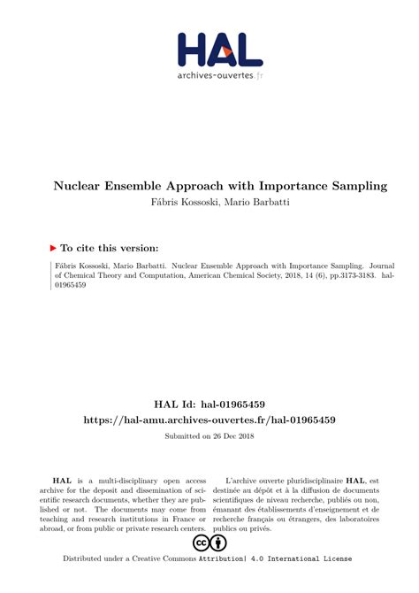 Pdf Nuclear Ensemble Approach With Importance Sampling