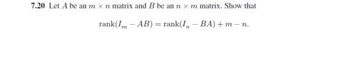 Solved 7 20 Let A Be An M×n Matrix And B Be An N×m Matrix