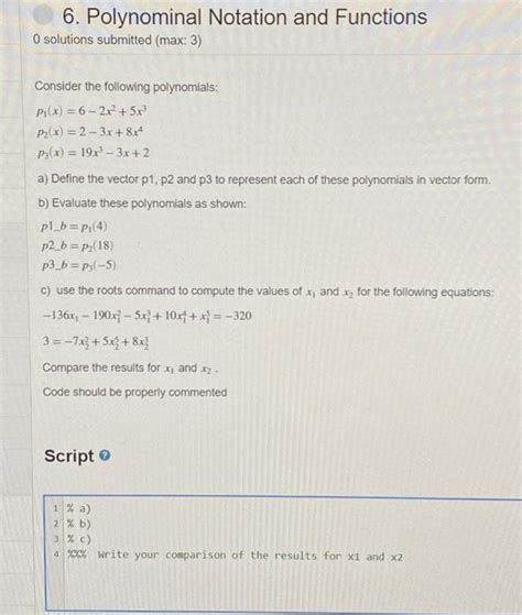 Solved 6 Polynominal Notation And Functions O Solutions