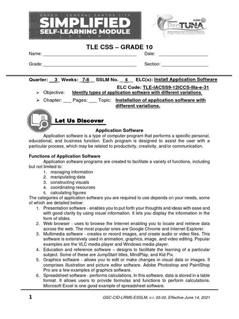 Tle Css Grade 10 Let Us Discover Pdf Databases Software
