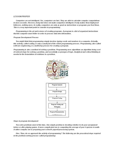 Lesson Proper Pdf Programming Computer Program