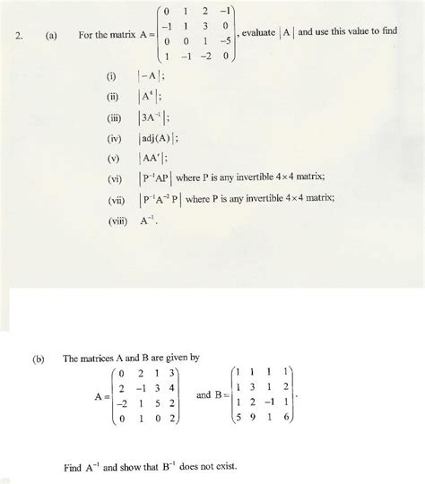 Matrices Inverses And Determinants