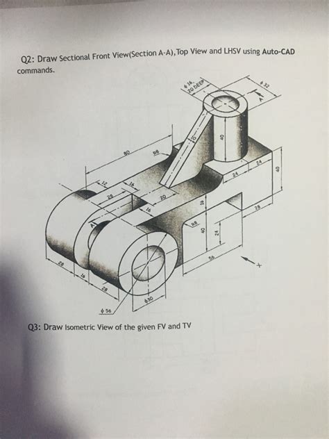 Solved 02 Draw Sectional Front Viewsection A A Top View