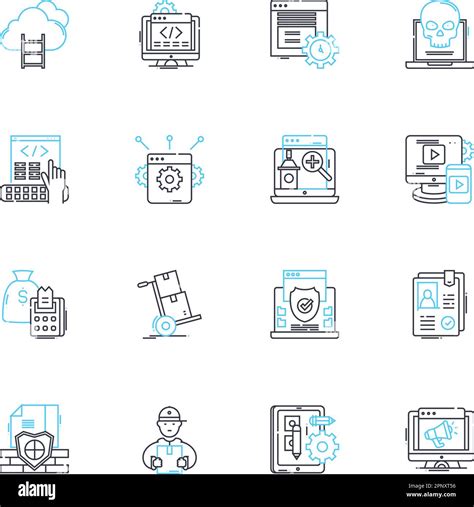 Information Assurance Linear Icons Set Encryption Cybersecurity Risk Management Firewall