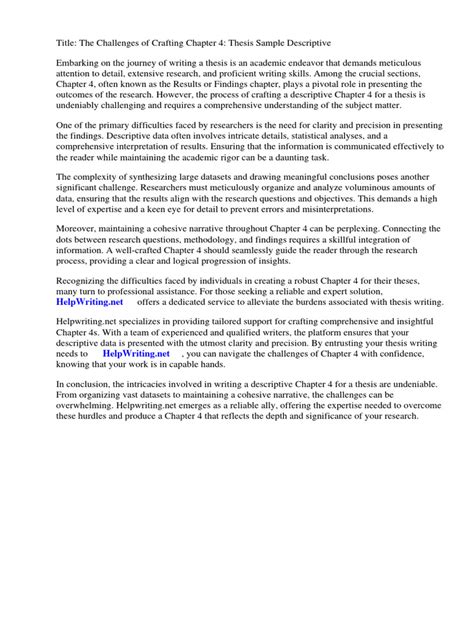 Chapter 4 Thesis Sample Descriptive Pdf