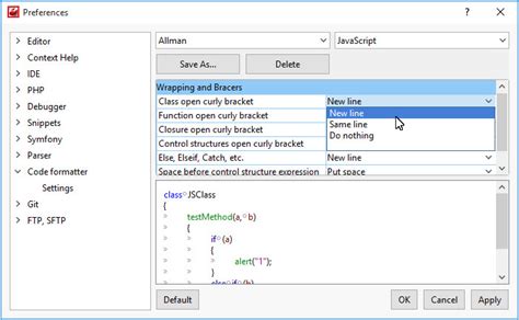 Форматирование исходного кода в Codelobster Php Ide