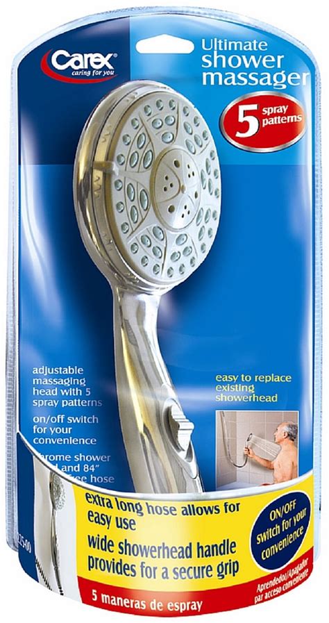 Carex Ultimate Shower Handheld Massager With 5 Spray Settings And Convenient Pause Function