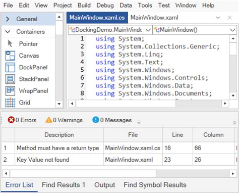 WPF Docking Control Visual Studio Like DockPanel Syncfusion