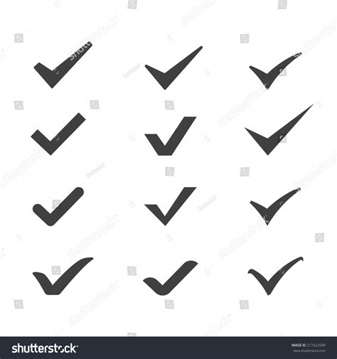 Set Different Check Marks Ticks Stock Vector Royalty Free 211622599