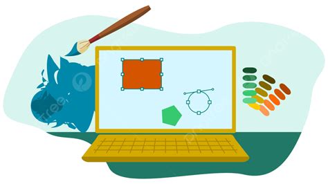 Laptop Graphic Design Vector Graphic Design Laptop Illustration Png