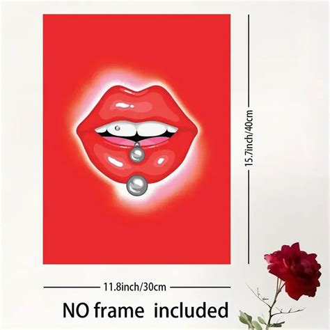 피어싱 된 입술 팝 아트 캔버스 프린트 액자 없음 집 사무실 카페 거실 침실을 위한 장식용 벽 예술 축제 선물 일상 사무용품에 이상적 최신 트렌드를