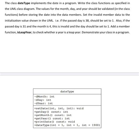 Solved The Class Datetype Implements The Date In A Program
