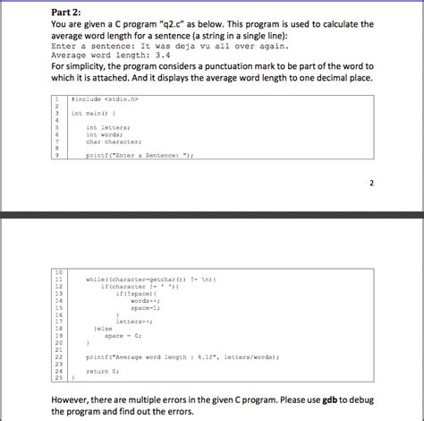 Solved Part 2 You Are Given A C Program Q2c As Below
