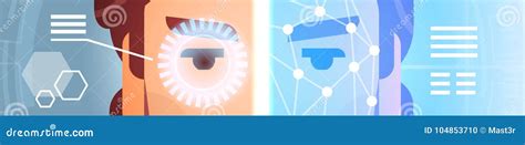 Recognition Scanning Of Male Eye Retina Horizontal Banner Biometric
