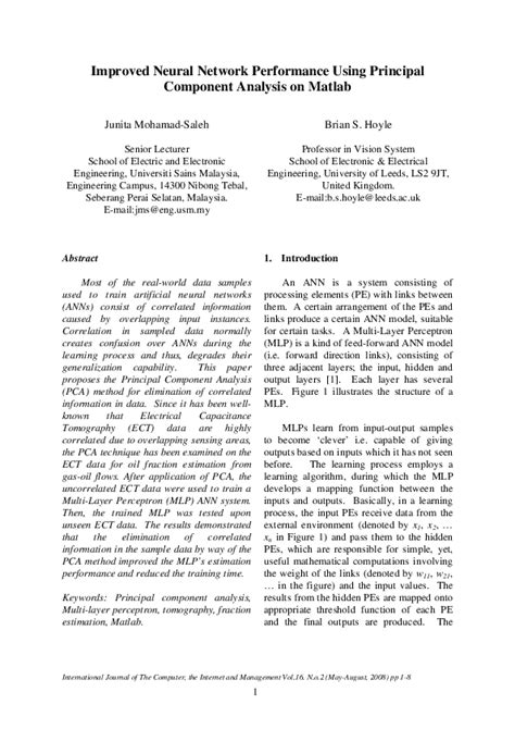 pdf improved neural network performance using principal component