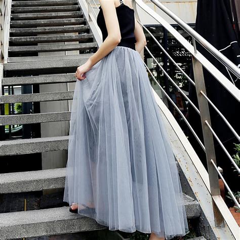 Badu Bg Дамски дълги миди поли с ластична талия и раирана пачка от тюл Badu Bg