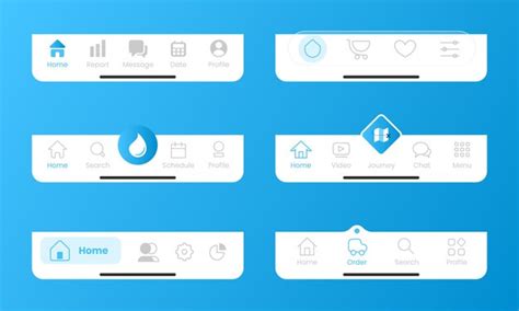 Premium Vector Bottom Navigation Set For Mobile Application Design