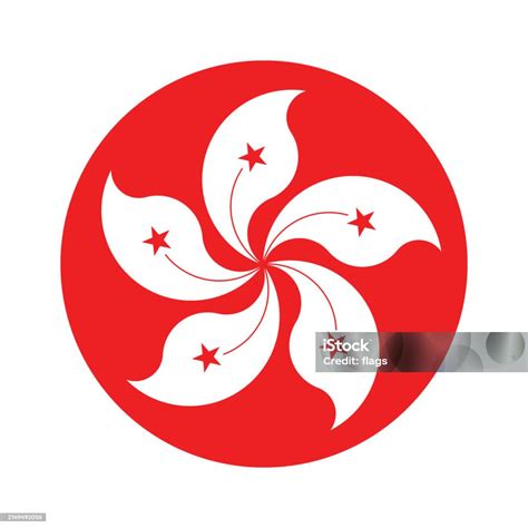 홍콩 국기 홍콩 서클 플래그입니다 버튼 플래그 아이콘입니다 표준 색상 원 아이콘 플래그입니다 컴퓨터 일러스트레이션 디지털