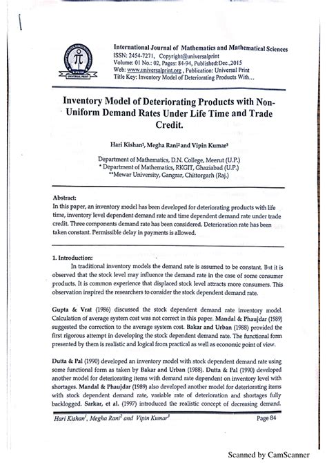 pdf inventory models of deteriorating products with non uniform demand rates under life time