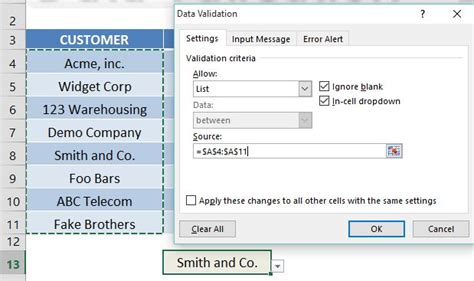 Create A Drop Down List With Data Validation
