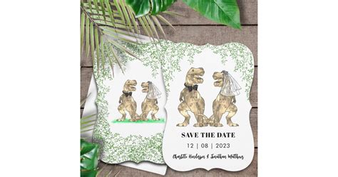 Dinosaur Wedding T Rex Bride And Groom Save The Date Zazzle