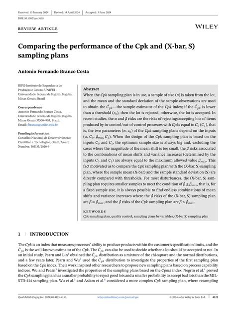 Comparing The Performance Of The Cpk And X‐bar S Sampling Plans