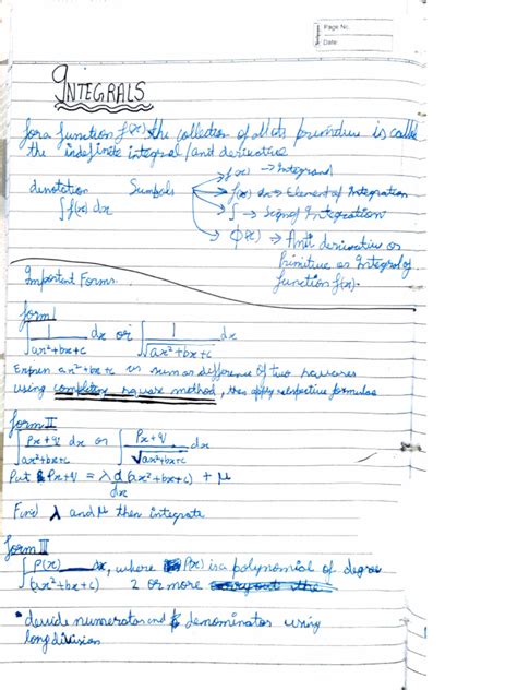 Integrals Notes Pdf
