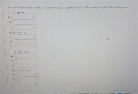 solved if x is a binomial random variable compute the mean
