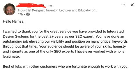 Hamza Haroon On Linkedin Clientfeedback Seo Uxuidesign Performanceoptimization Grateful
