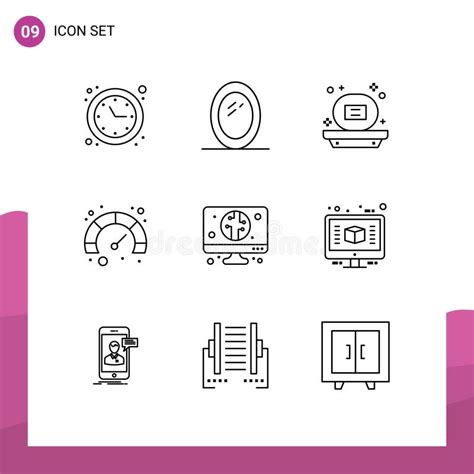 Modern Set Of 9 Outlines And Symbols Such As Architecture Computer Bathroom Digital Seo