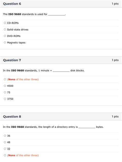 Solved The ISO Standards Is Used For CD ROMs Chegg Com