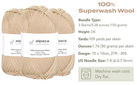 100 Pure Wool Yarn Superwash Set Of 3 Skeins 150 Grams
