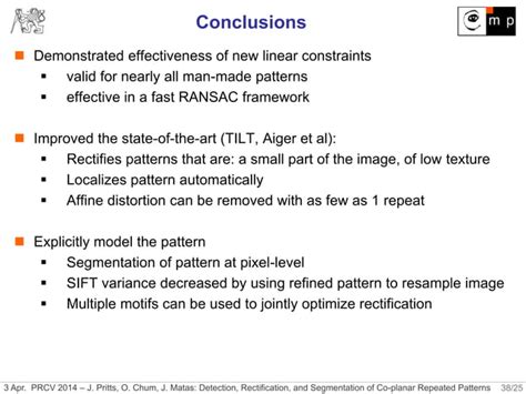 Detection Rectification And Segmentation Of Coplanar Repeated Patterns