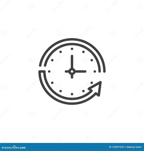 Clock And Circular Arrow Outline Icon Stock Vector Illustration Of Outline Perfect