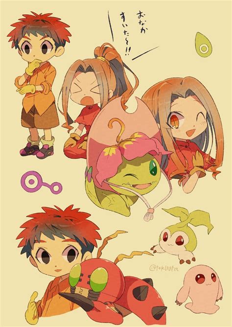 Tachikawa Mimi Izumi Koshiro Palmon Tentomon Tanemon And 1 More Digimon And 1 More Drawn